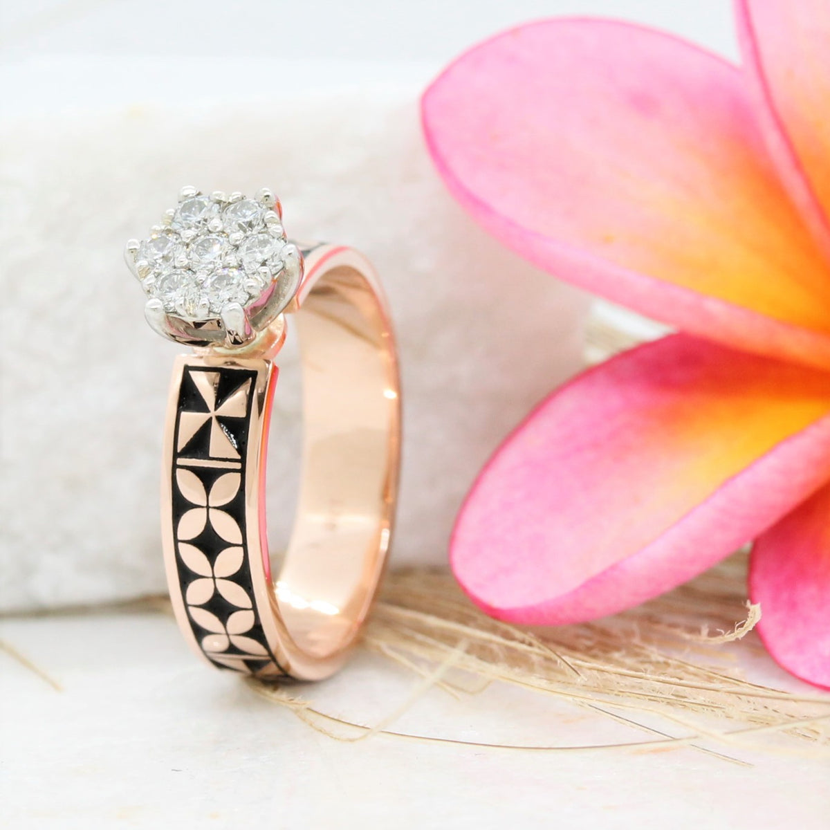 NC045E - Flower & Manulua Engagement ring – nesiancreations