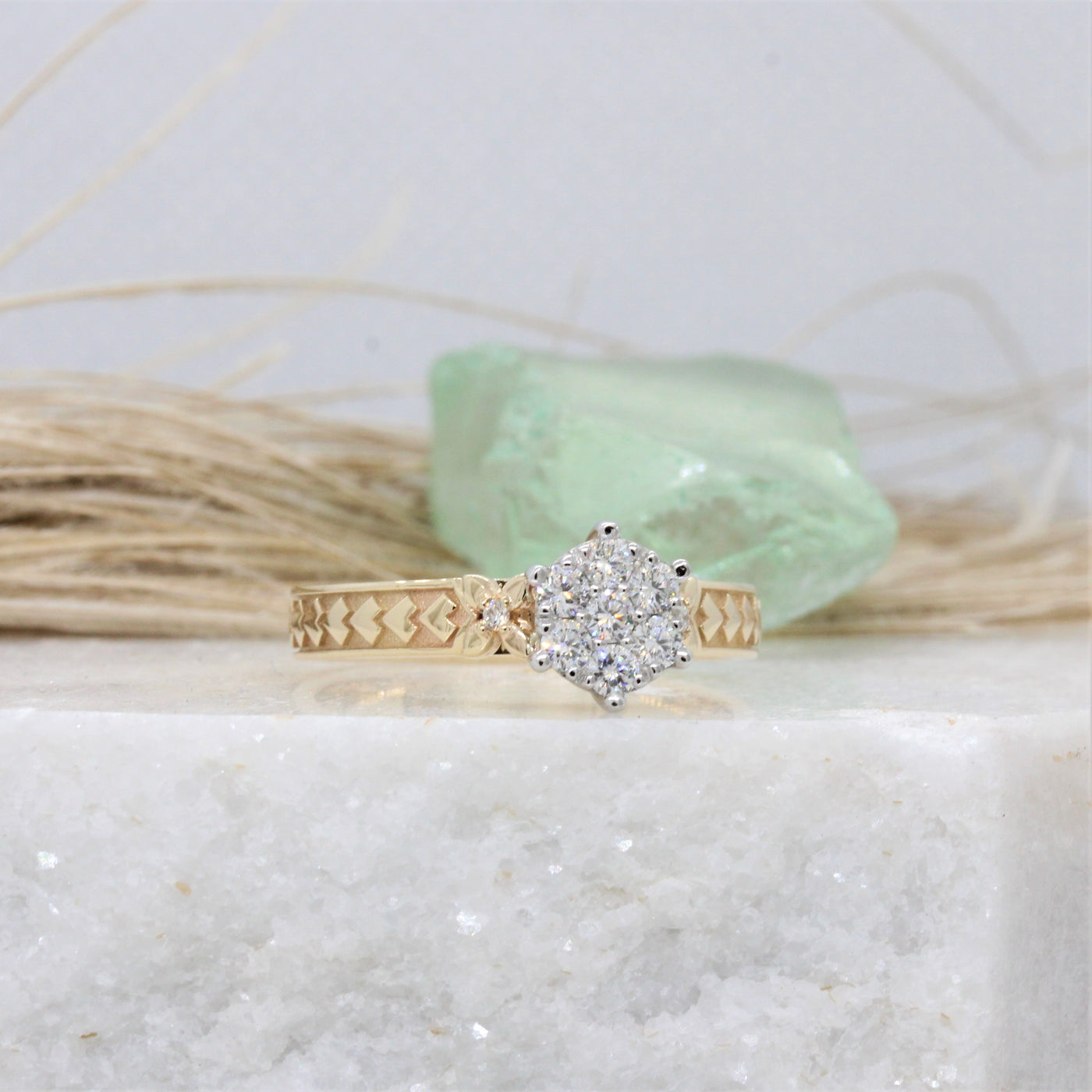 NC049 - Diamond Flower Engagement ring – nesiancreations